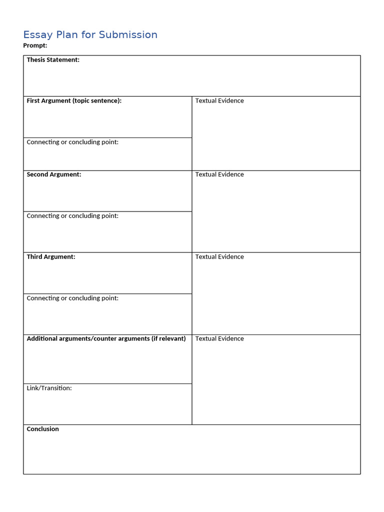 Essay Plan Graphic Organiser Option 1 | PDF