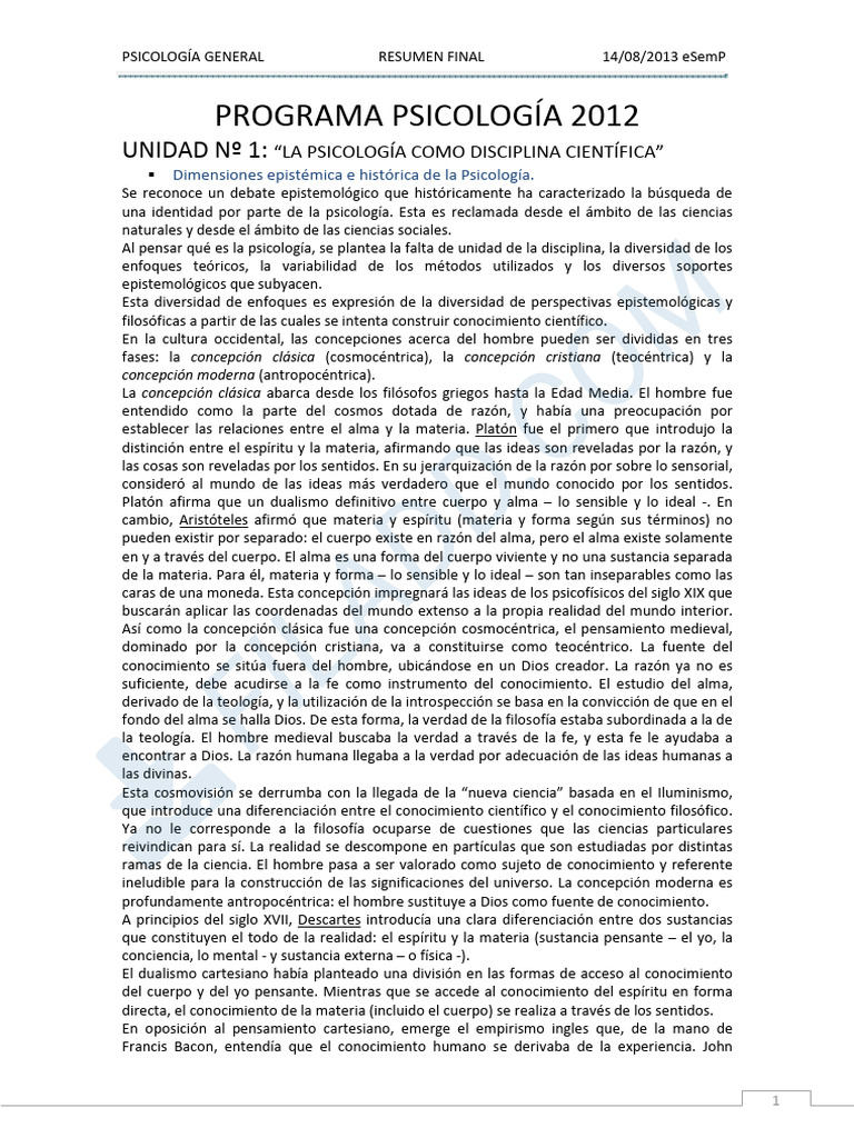 Resumen Psico | PDF | Memoria | Sicología