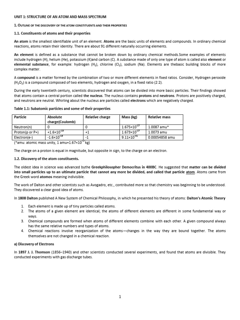 S4 Chemistry Note | PDF | Atoms | Mass Spectrometry