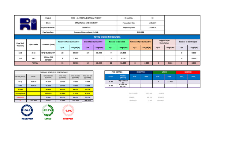 RI-24106 - CML Status Report 03 - (FITTINGS) | PDF | Pipe (Fluid ...