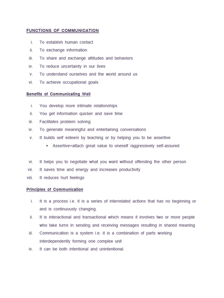 Functions of Communication | PDF