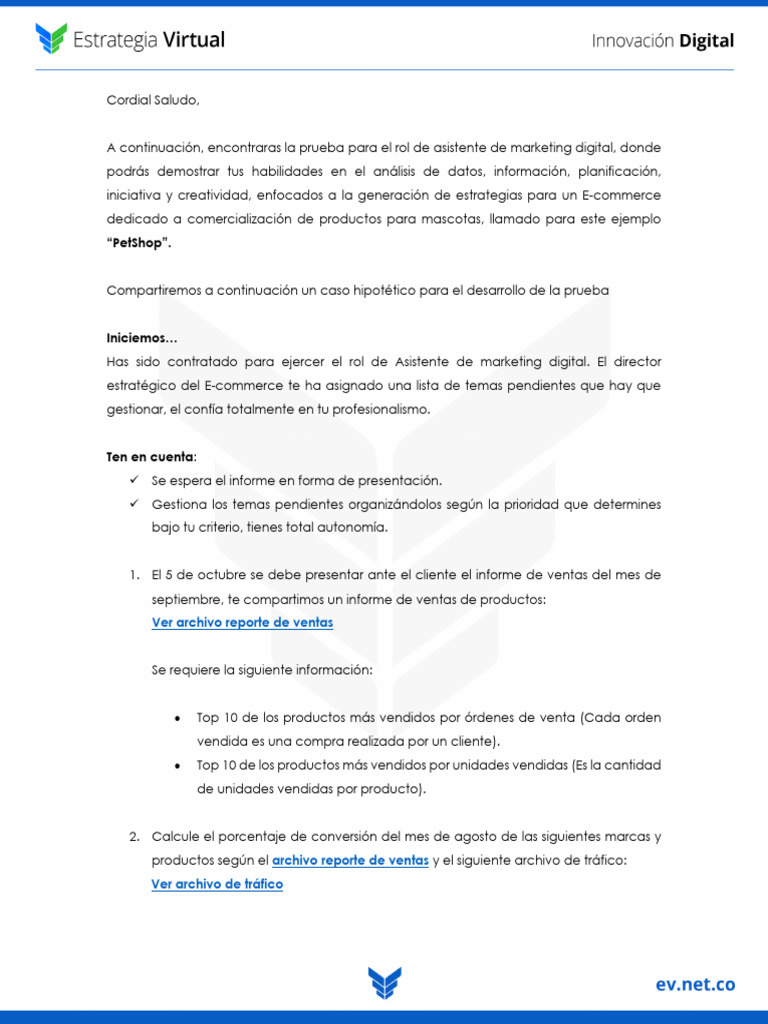 Prueba Asistente de Marketing Digital | PDF | Publicidad digital ...