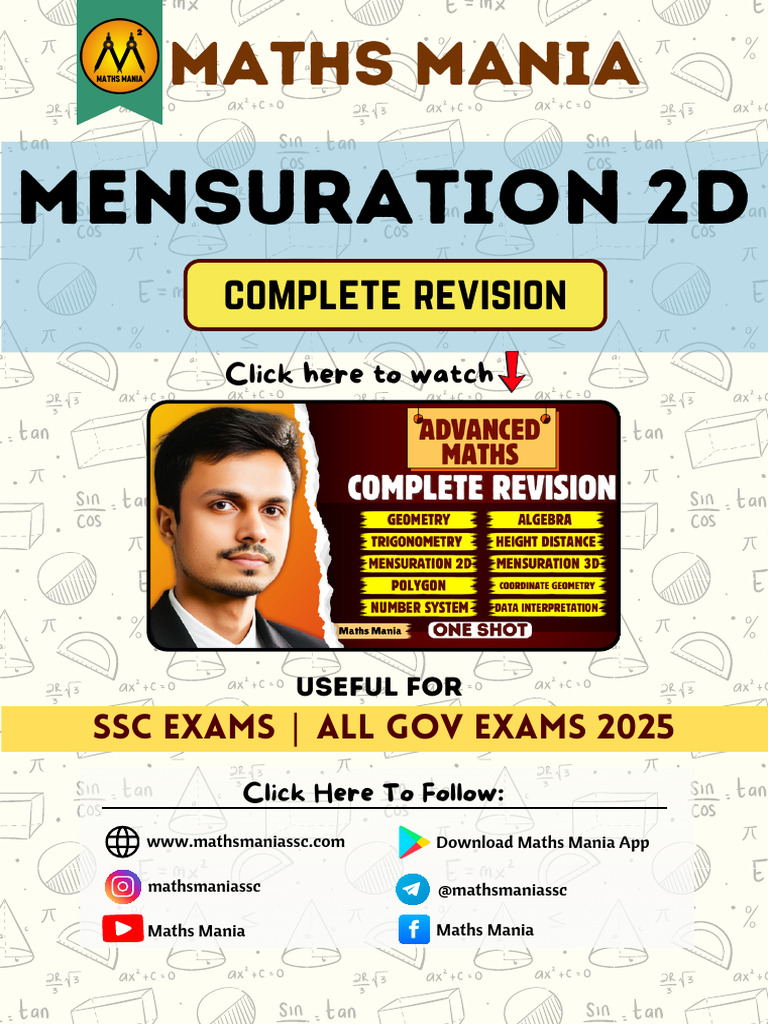 Mensuration 2D (Complete Advance Maths Revision) | PDF