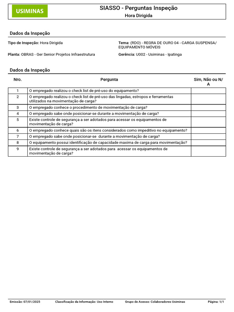(Rdo) - Regra de Ouro 04 - Carga Suspensa | PDF