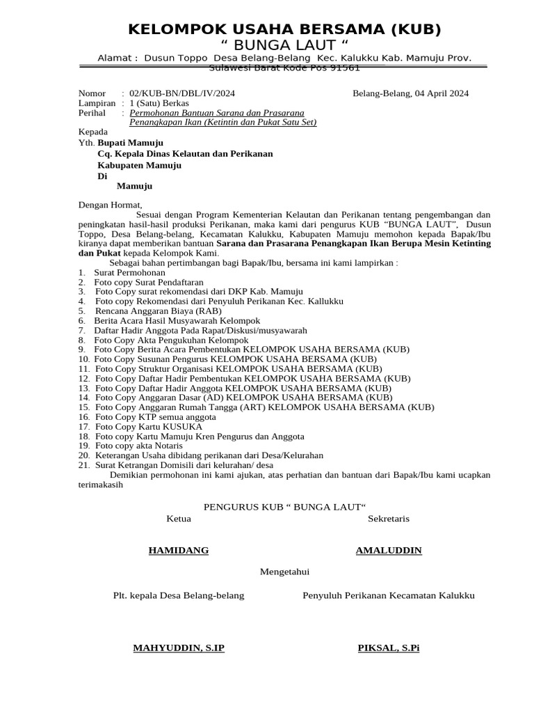 1. PROPOSAL KUB BUNGA LAUT | PDF