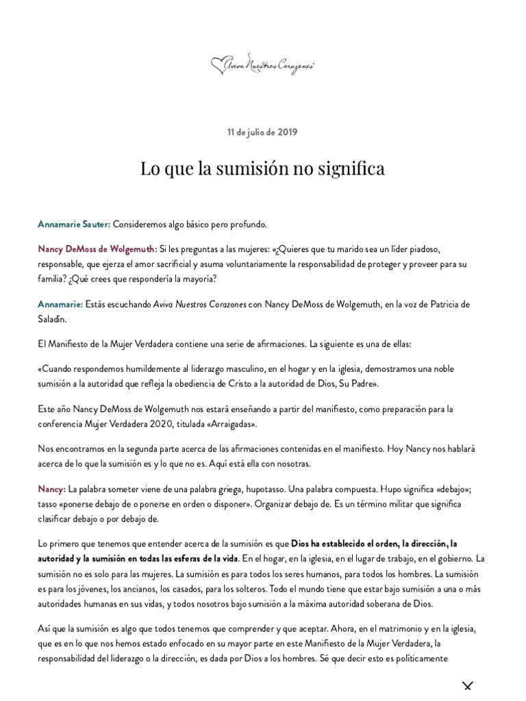 La Sumisión Femenina en el Liderazgo Cristiano | PDF | Cristo (título ...