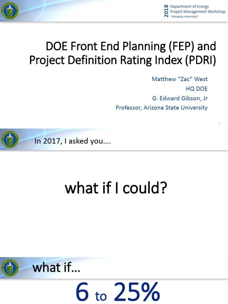 Front End Planning (FEP) and Project Definition Rating Index (PDRI) Gibson & West | PDF ...