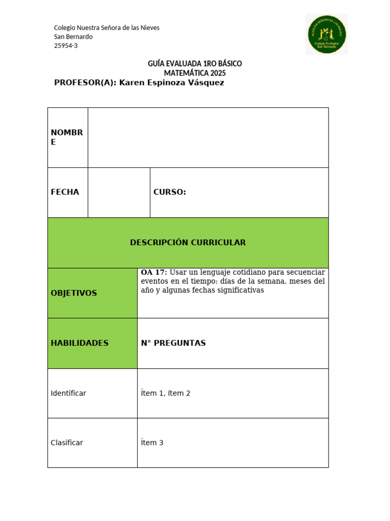 Guía Evaluada Matemática Mayo 1ro Básico | PDF