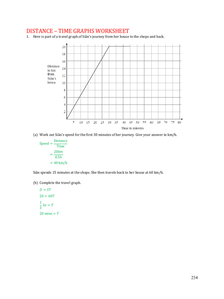 Distance Time Graphs Worksheet Solutions | PDF | Speed | Theory Of ...