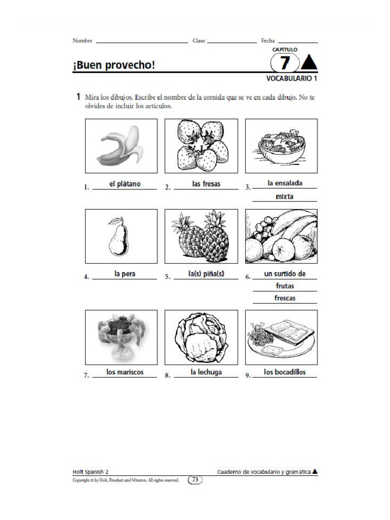 Chapter 7 Part 1 Vocabulary Workbook Exercises Answer Key | PDF