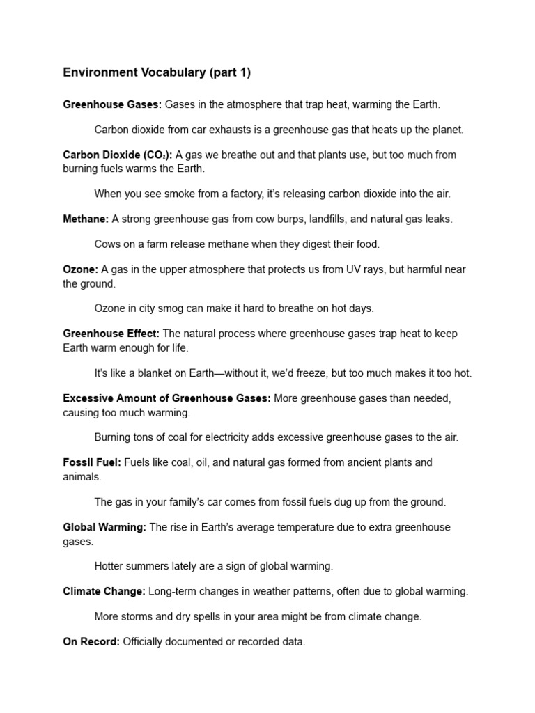 Essential Environment Vocabulary Guide | PDF | Climate Change ...