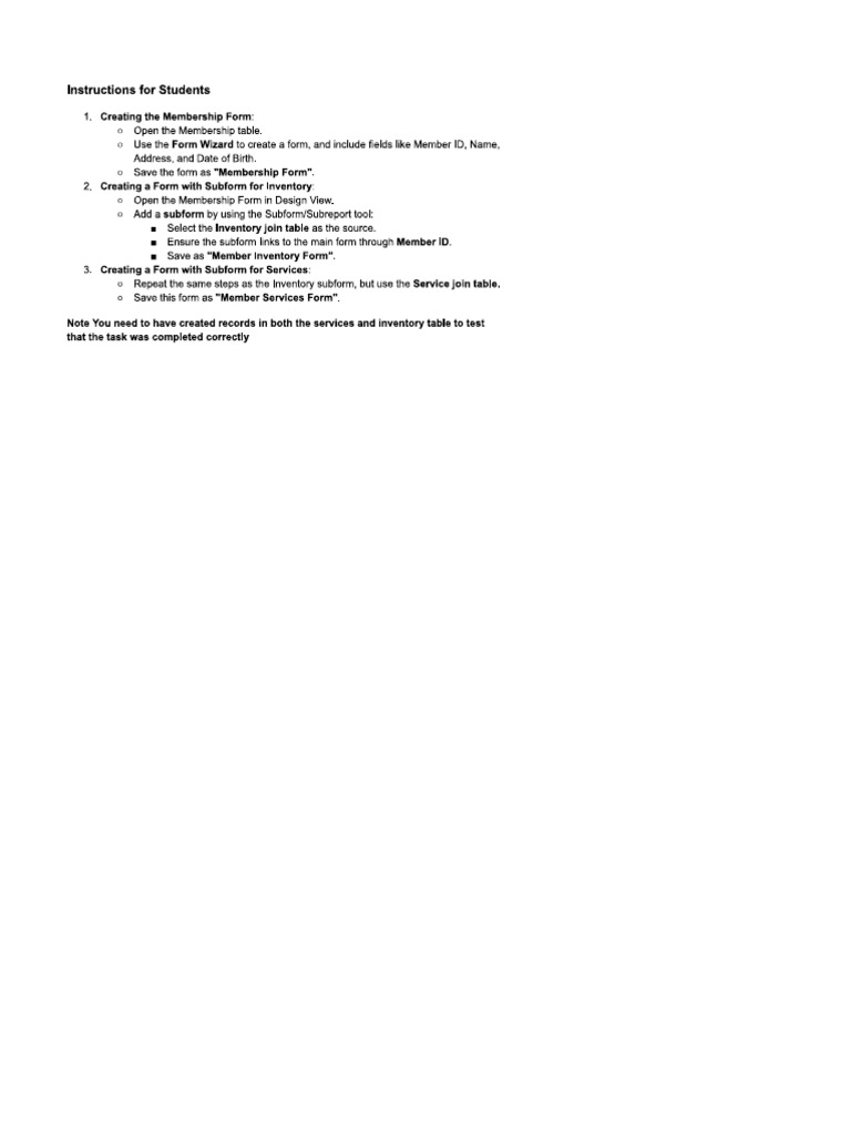 Database Forms Instructions | PDF