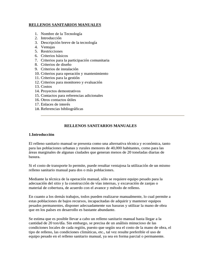 RELLENOS SANITARIOS MANUALES | PDF | Vertedero | Residuos