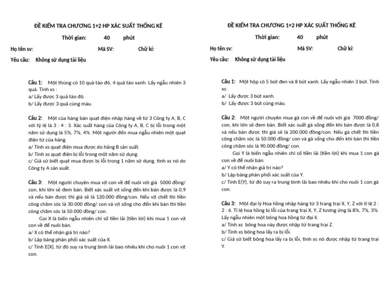 De Ktra Chuong 1+2 - 26 - 11 - 2020 | PDF