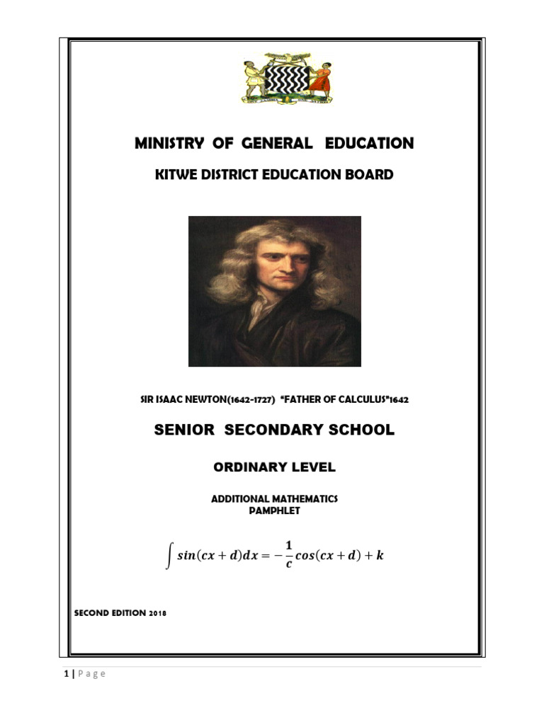 2018 Additional Mathematics Pamphlet | PDF | Logarithm | Circle