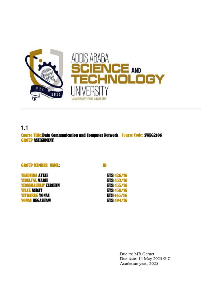 Data Communication Group Assignment | PDF | Computer Network | File ...