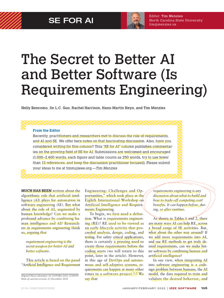 The Secret To Better AI and Better Software Is Requirements Engineering | PDF | Artificial ...