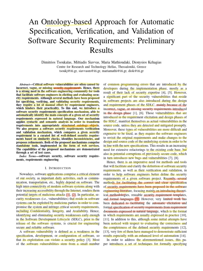 Automated Software Security Requirements Validation | PDF | Software ...