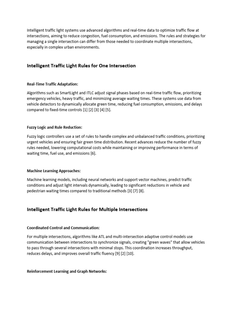 Intelligent Traffic Light Systems Rules | PDF | Traffic | Intersection ...