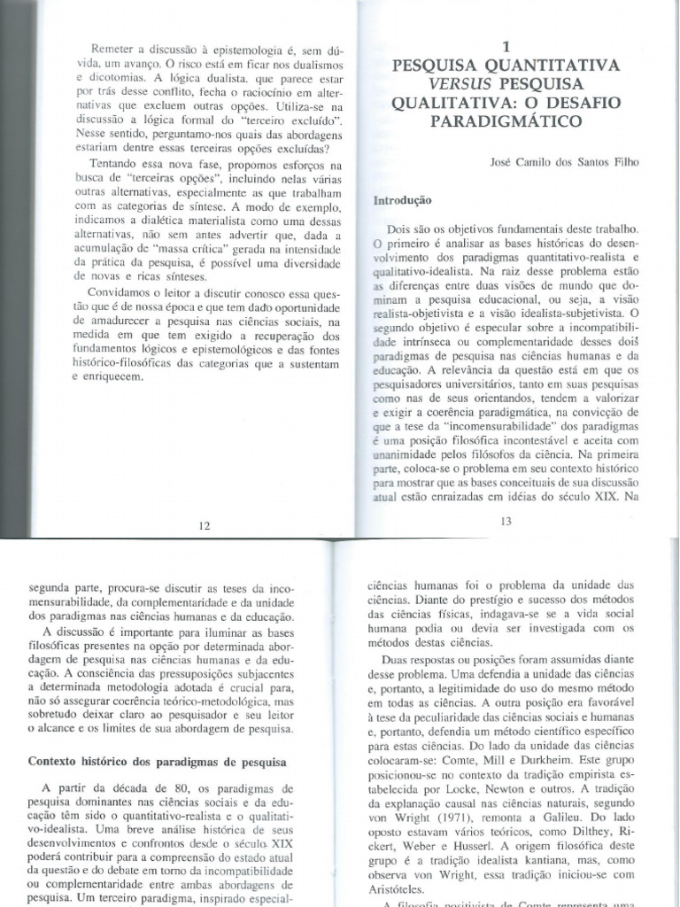 Pdfcoffee.com 3 Santos Filho Jose Camilo Dos Pesquisa Quantitativa Versus Pesquisa Qualitativa o ...