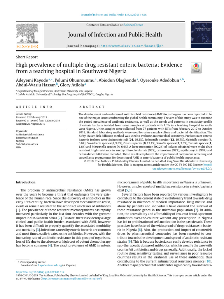 J Infection Public Health 2020 13-4-651 656 Eng | PDF | Antimicrobial ...