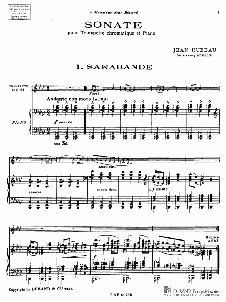 Hubeau - Sonata Score and Parts | PDF
