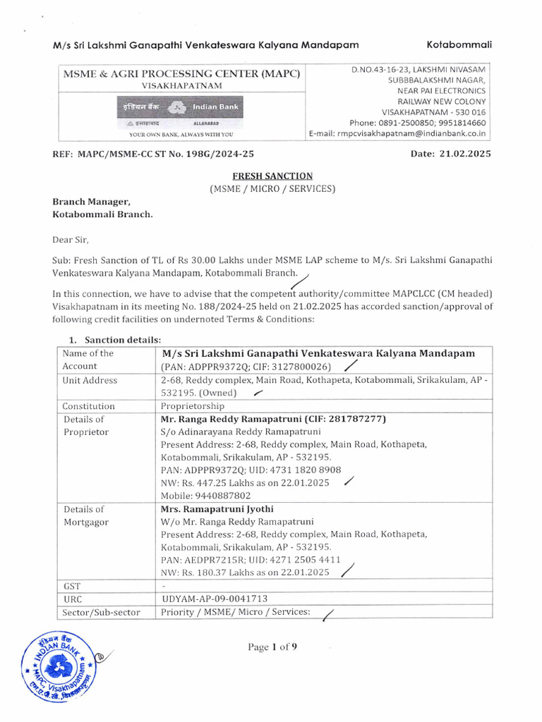 Reddy Sanction Ticket | PDF