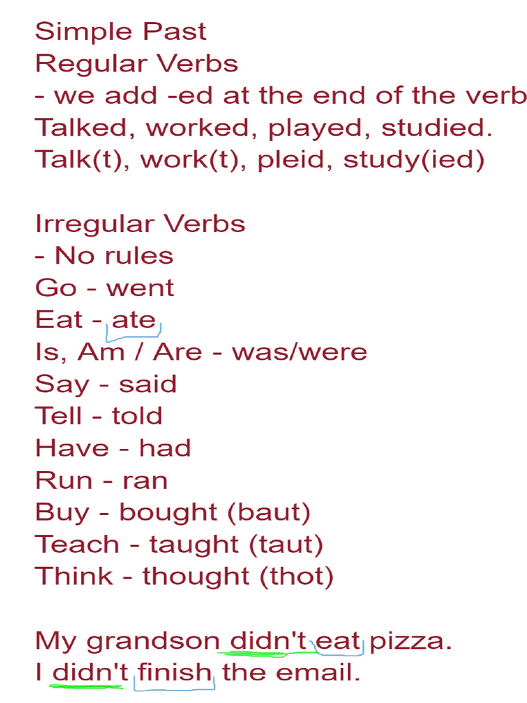 Irr + Reg Verbs in Past Tense | PDF