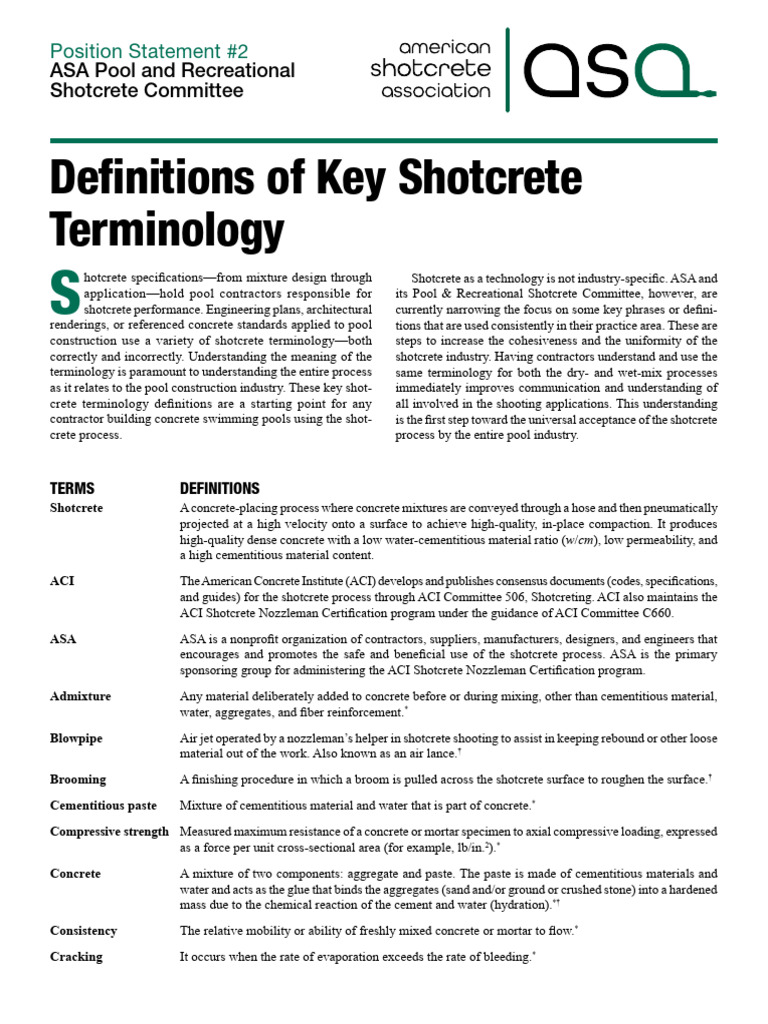 ASA-shotcrete Terminology | PDF | Concrete | Cement