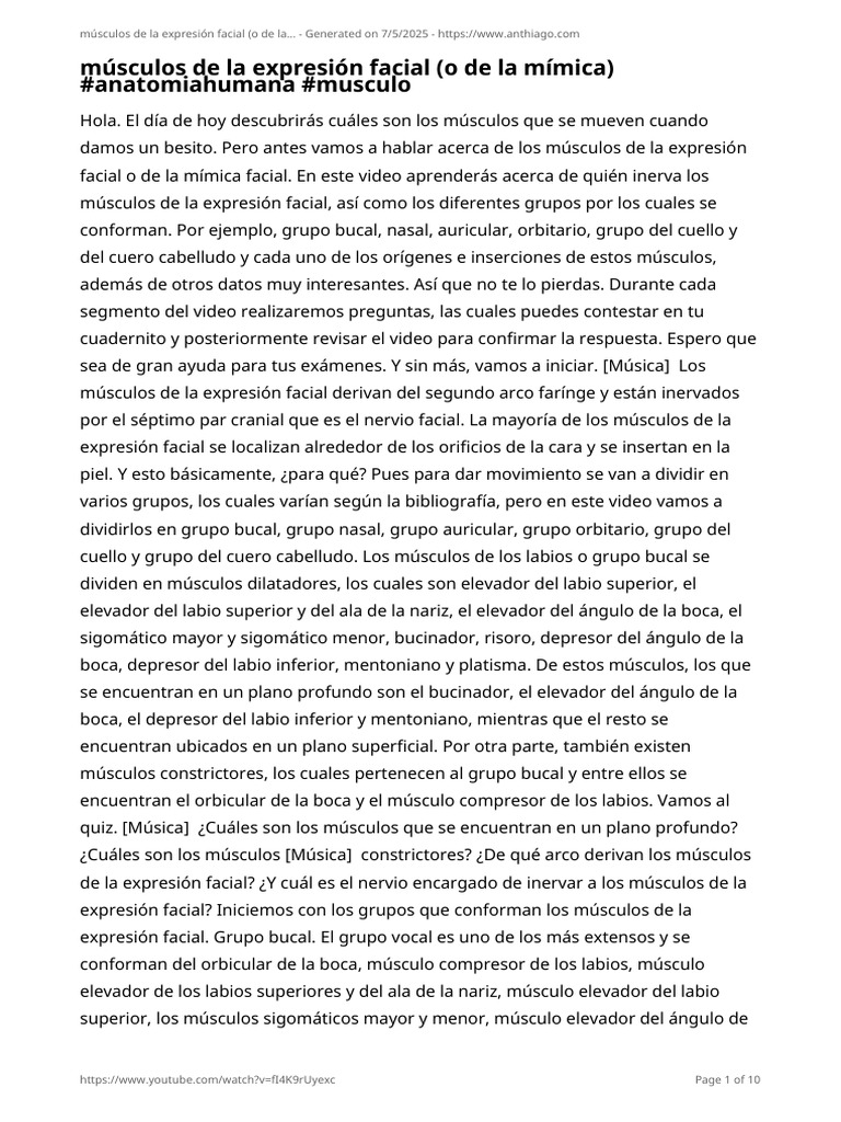 M Sculos de La Expresi N Facia-07-05-2025 | PDF | Nariz humana ...