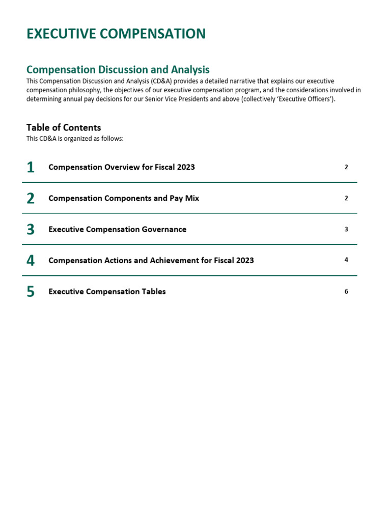 2023 Compensation Discussion & Analysis | PDF | Executive Compensation | Incentive