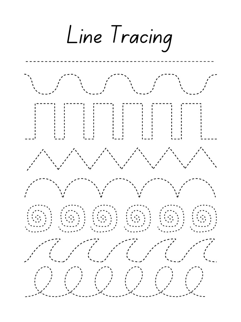 Line Tracing Worksheet in Blue Simplistic Style | PDF