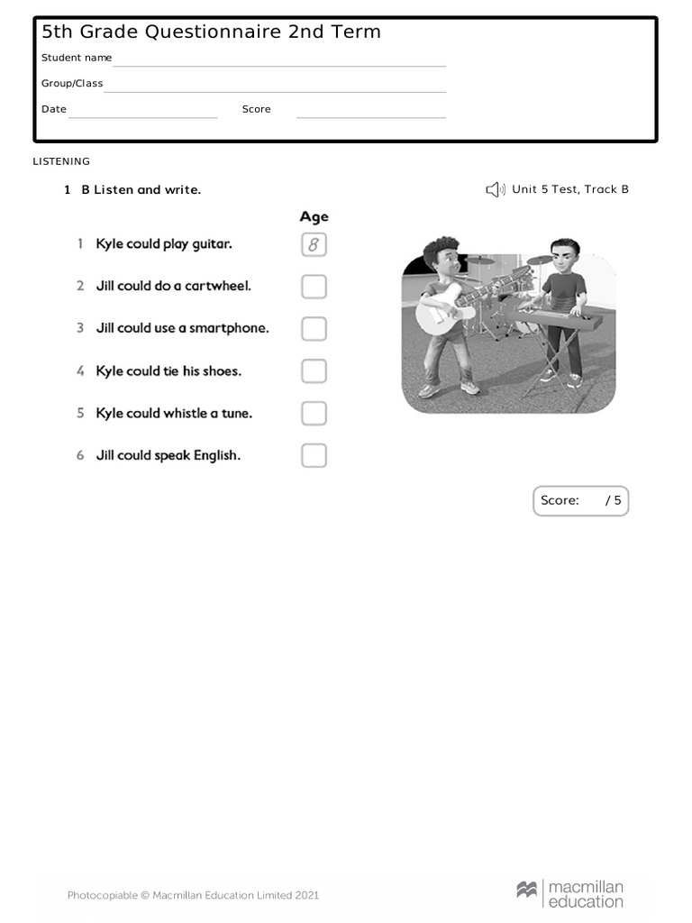 2nd-term-questionnaire-5th-grade | PDF
