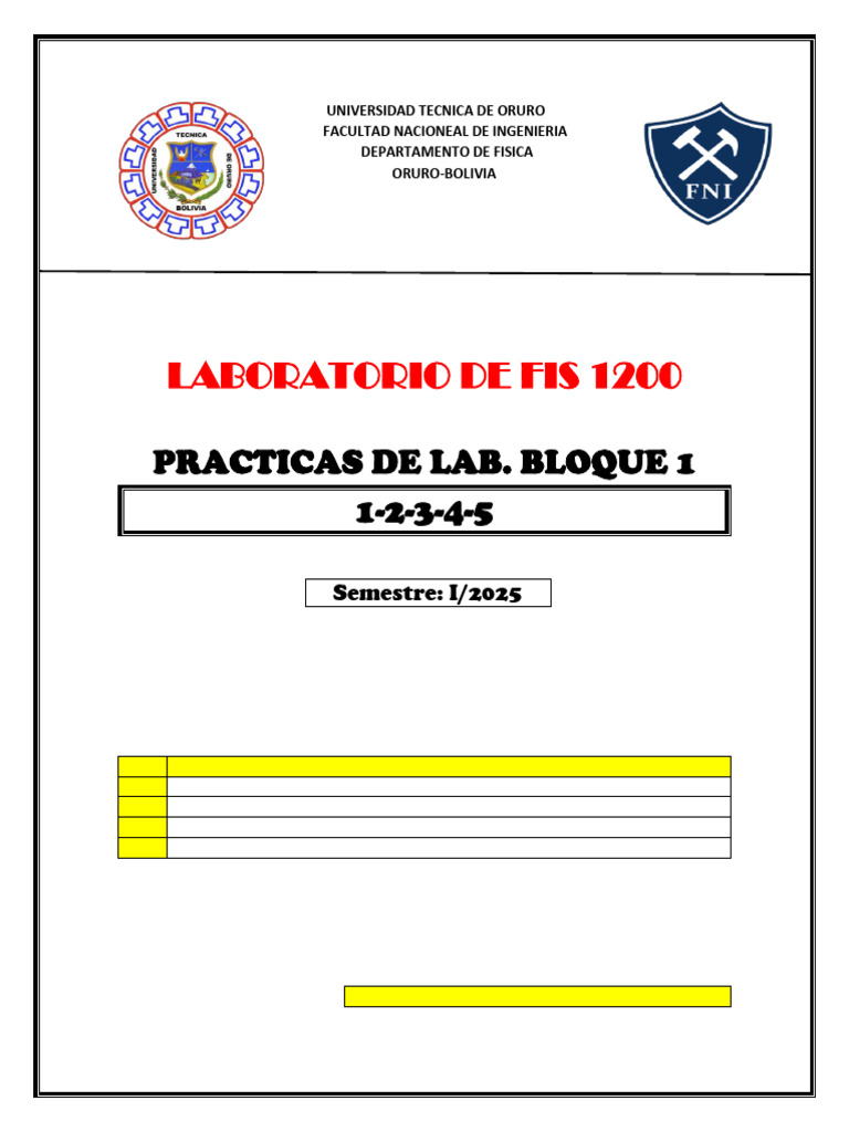 Prácticas de Laboratorio Fis 1200 - I/2025 | PDF