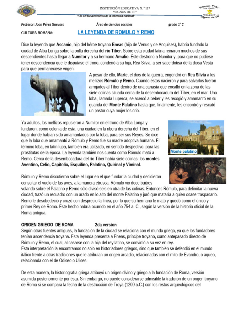Leyenda de Romulo y Remo | PDF | Romulus y Remus | Mitología romana