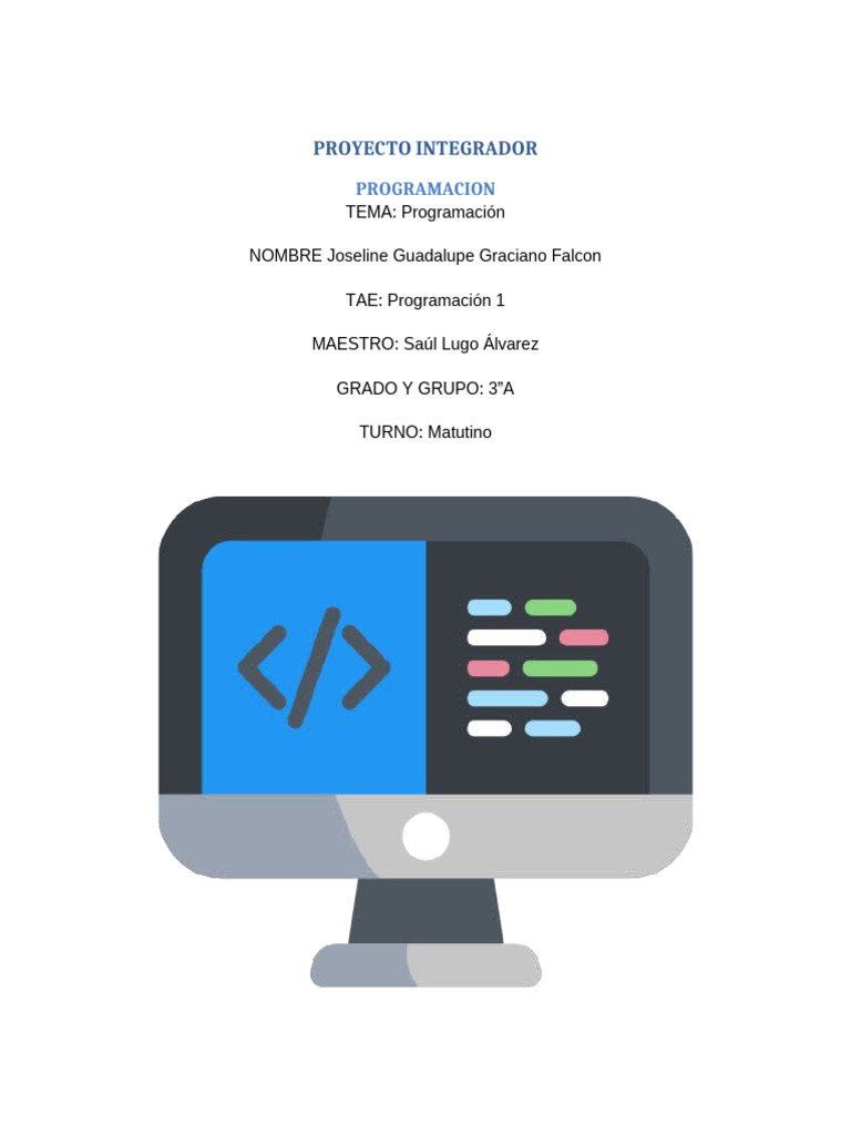 Proyecto Integrador | PDF | Lenguaje de programación | Programación de computadoras