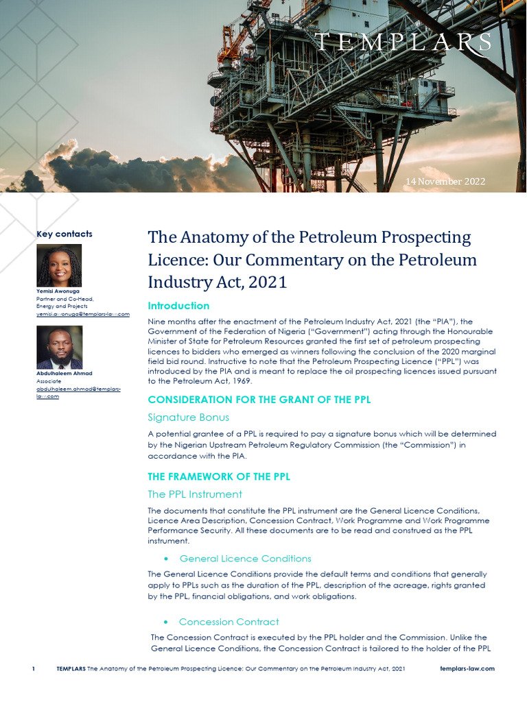 The Anatomy of The Petroleum Prospecting Licence Our Commentary On The ...