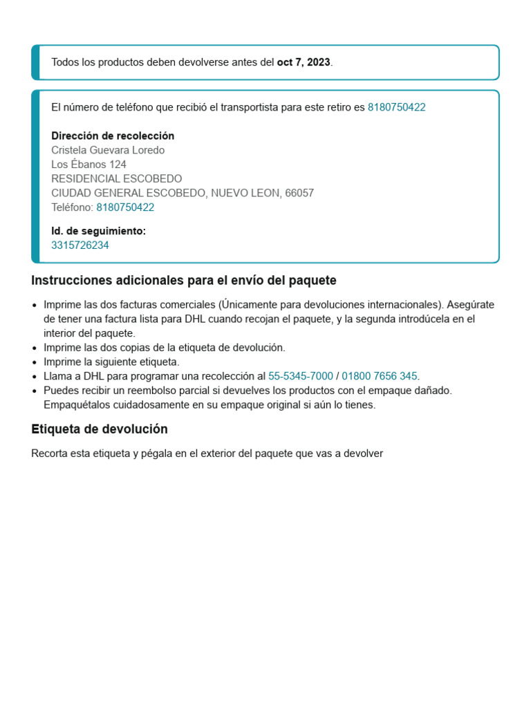 Centro de Devoluciones | PDF