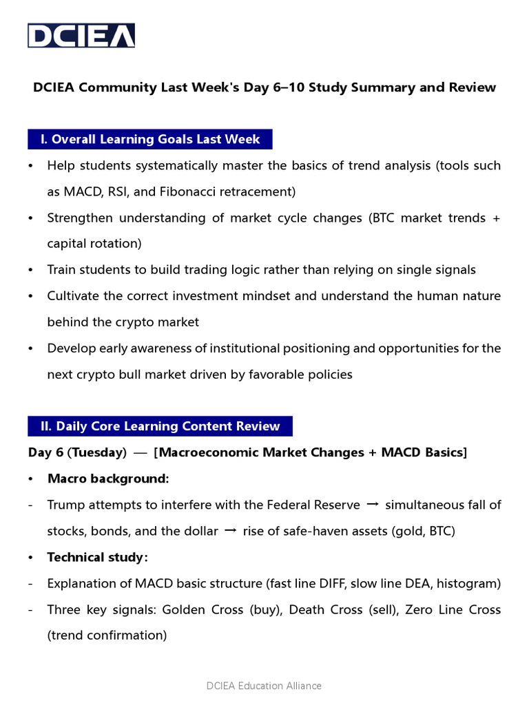 DCIEA Community Last Week's Day 6-10 Study Summary and Review | PDF