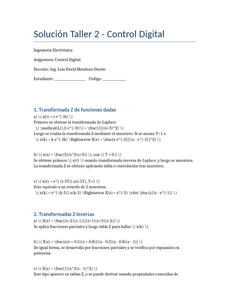 Solucion Taller Control Digital | PDF