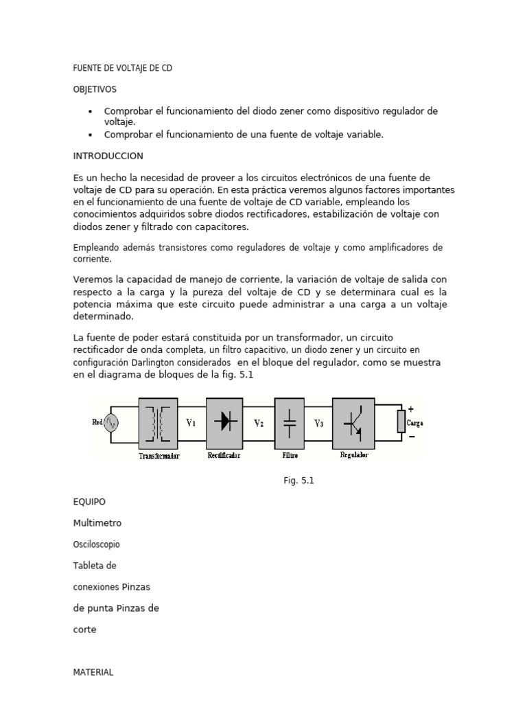 Funcionamiento de Fuente de Voltaje CD | PDF | Rectificador | Red eléctrica