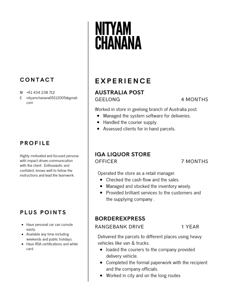 White Black Minimal Clean & Simple CV Resume PDF | PDF