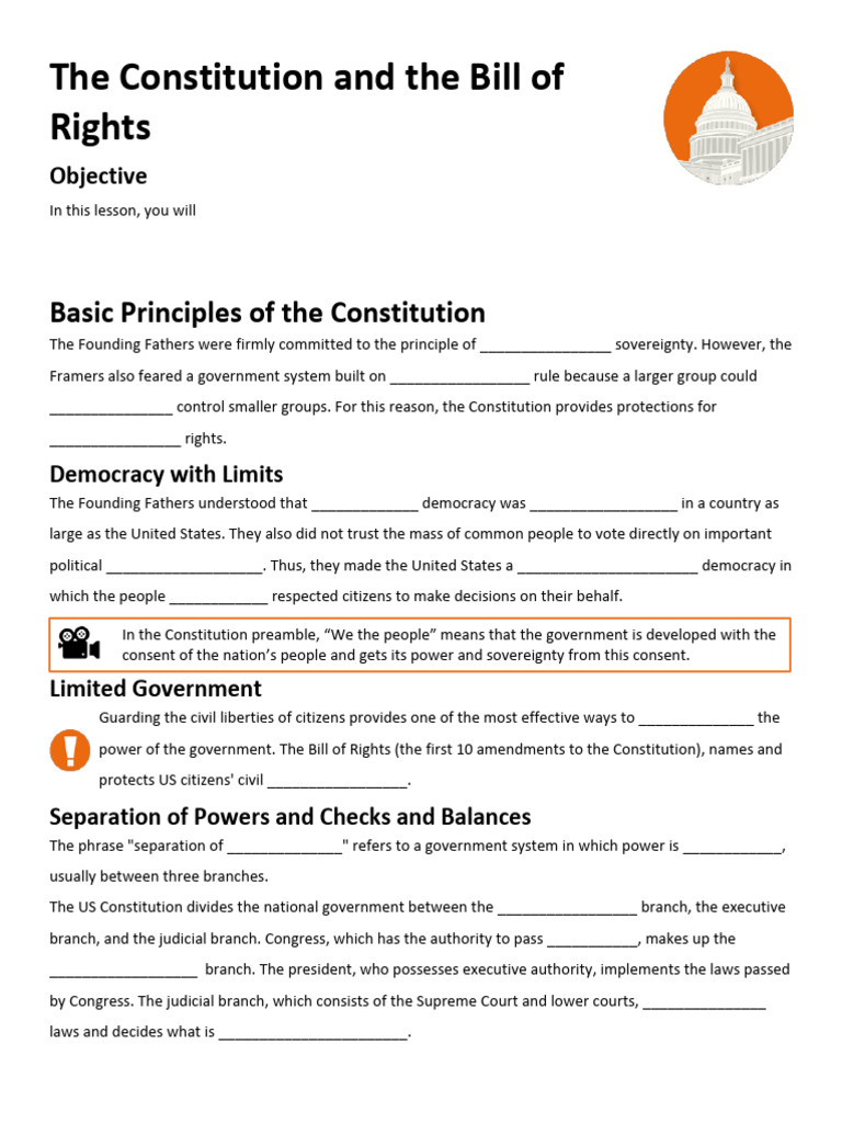 Guided Notes - The Constitution and The Bill of Rights | PDF ...