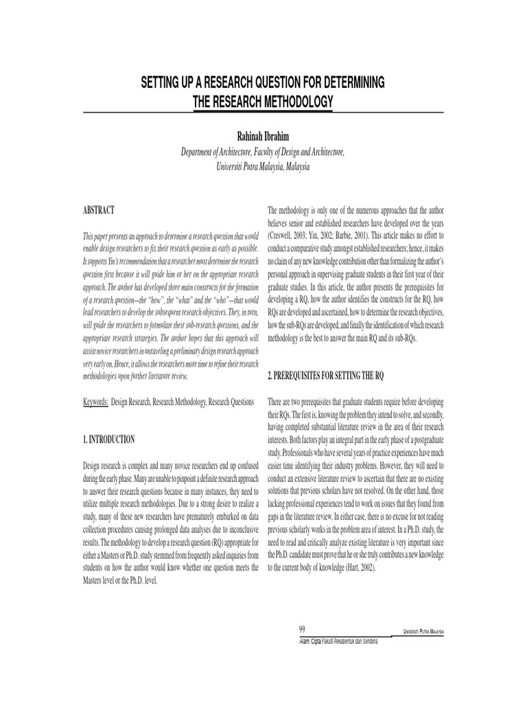 Crafting Research Questions in Design | PDF | Methodology | Thesis