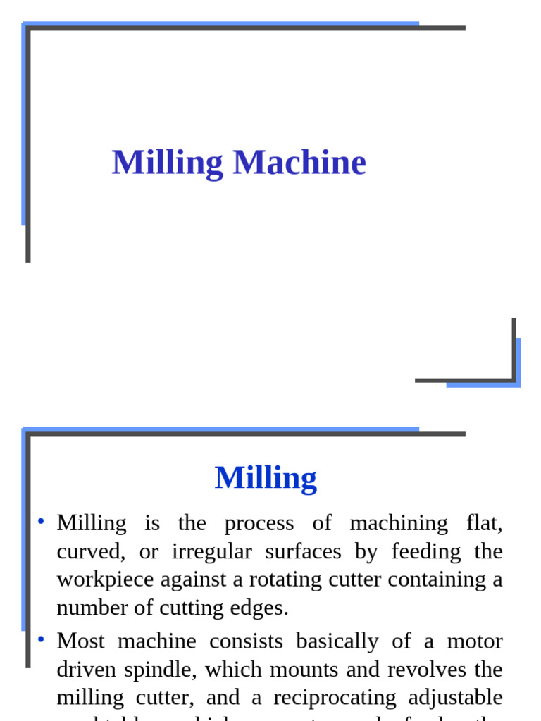 Milling Machine Lecture | PDF | Secondary Sector Of The Economy ...