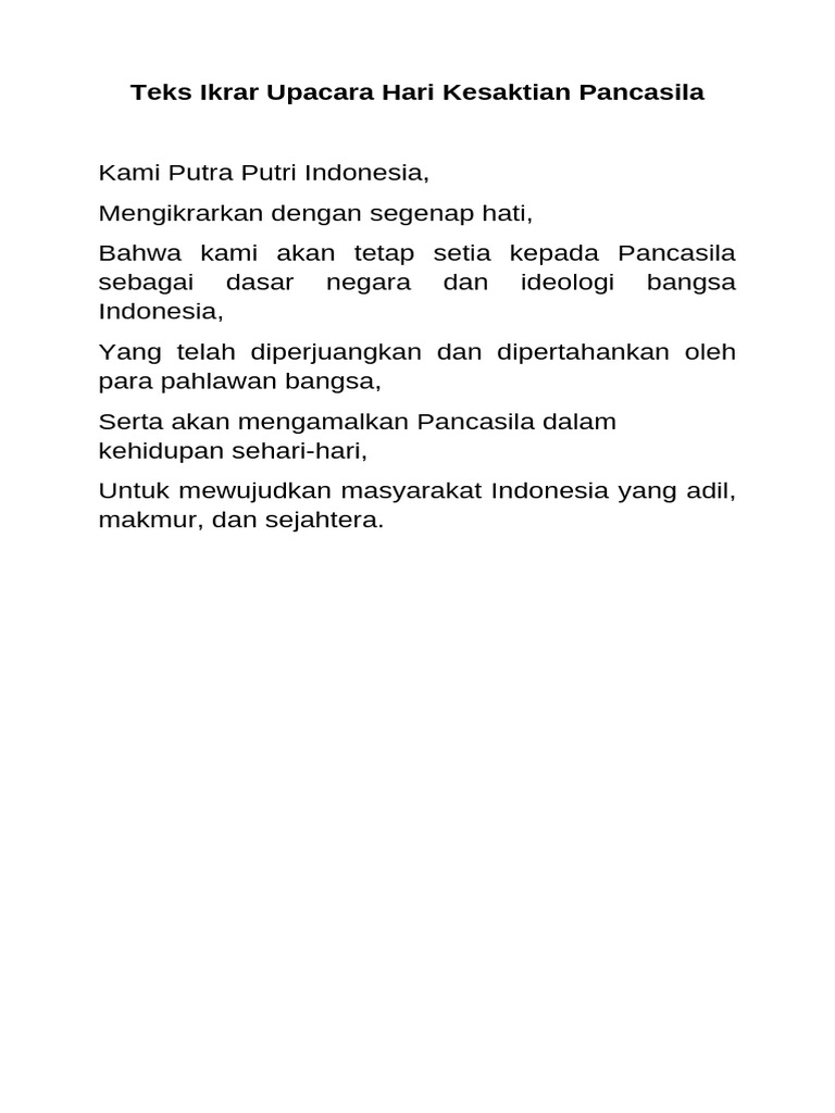Teks Ikrar Upacara Hari Kesaktian Pancasila | PDF
