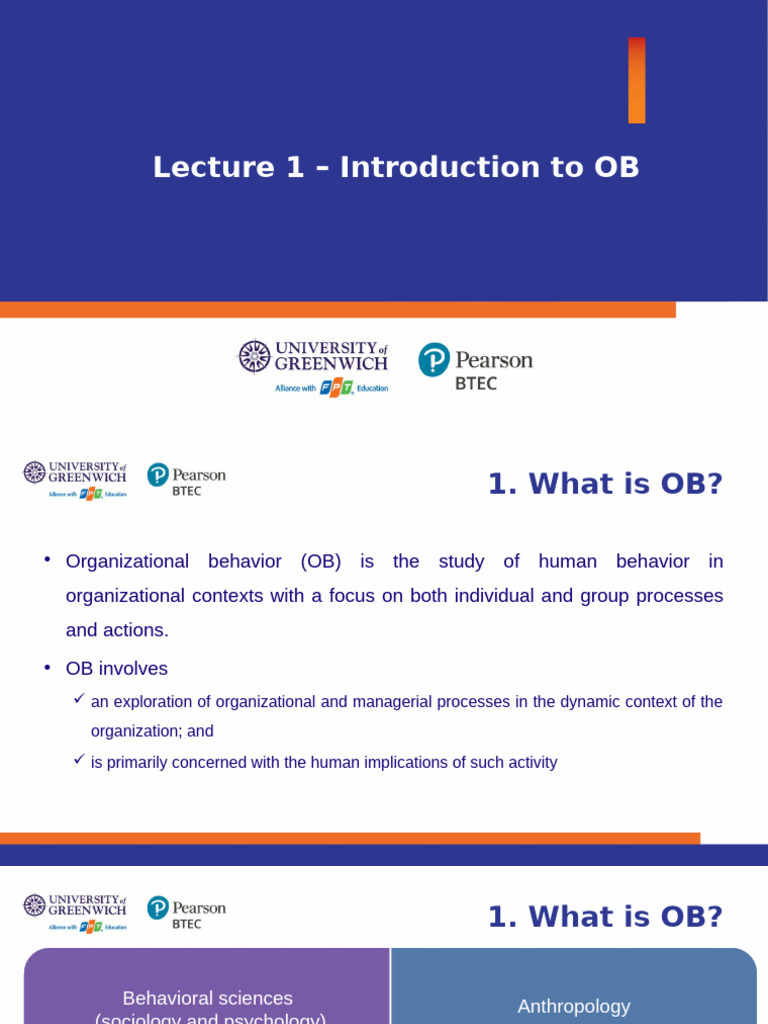 Lecture 1 - Introduction To Organizational Behavior | PDF ...