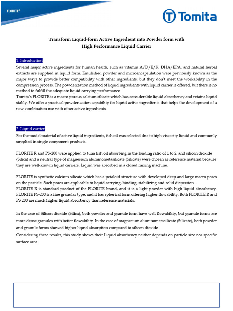 White Paper - Transform Liquid Form Active Ingredient Into Powder Form ...