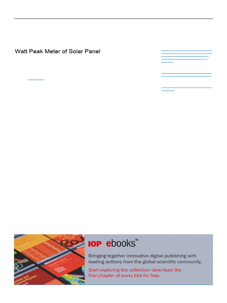 Watt Peak Meter of Solar Panel | PDF | Solar Panel | Photovoltaics