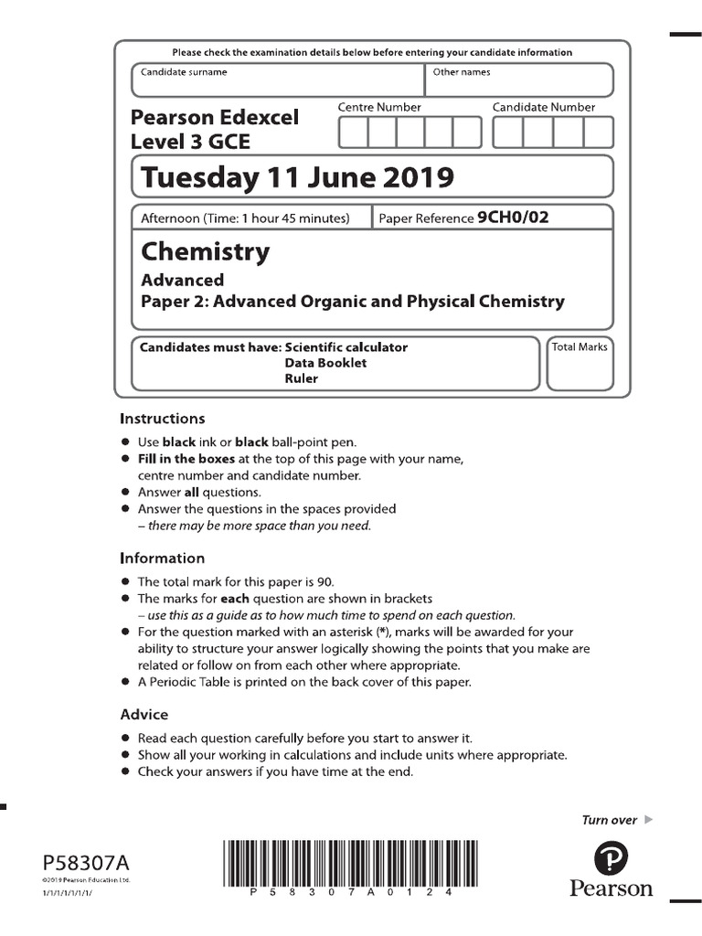 Edexcel A Level Chemistry Paper 2 QP | PDF